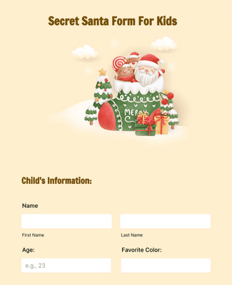 Secret Santa Form For Kids Form Template | Jotform