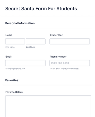 Secret Santa Form For Students Form Template | Jotform