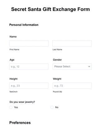 Secret Santa Gift Exchange Form Template | Jotform