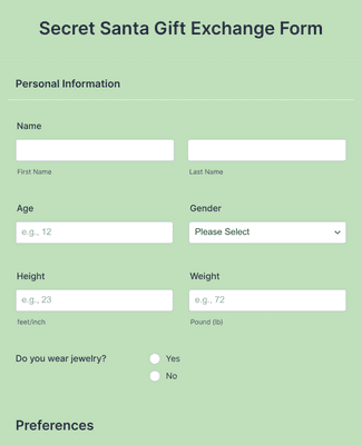 Secret Santa Gift Exchange Form Template | Jotform