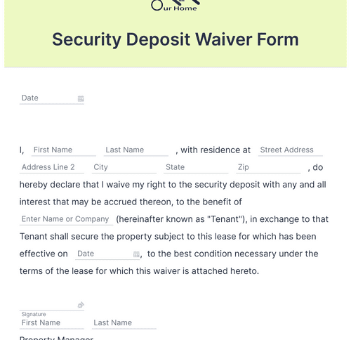 Security Deposit Waiver Form Template | Jotform
