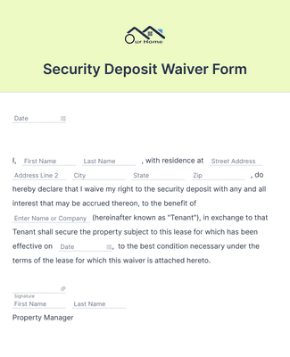 Security Deposit Waiver Form Template | Jotform