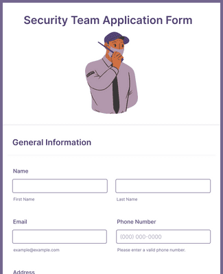 Security Team Application Form Template | Jotform