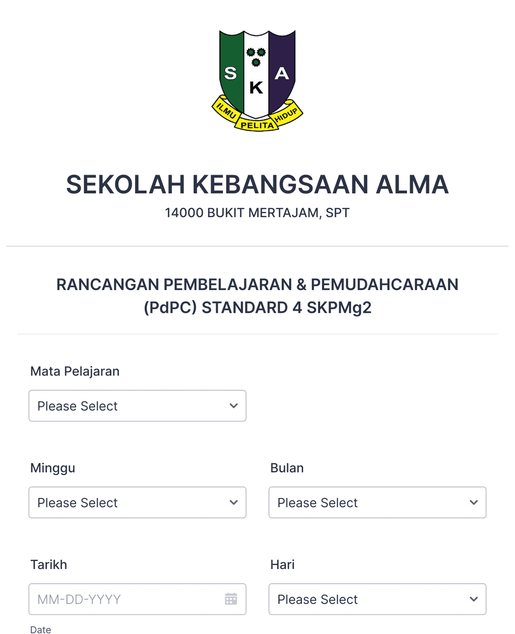 SEKOLAH KEBANGSAAN ALMA Form Template | Jotform