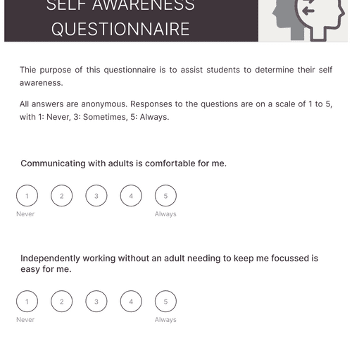 Self Awareness Questionnaire Form Template | Jotform