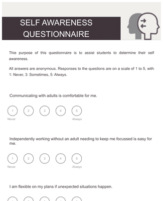 Self Awareness Questionnaire Form Template | Jotform