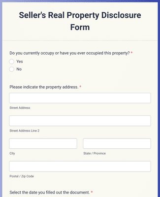 Seller Disclosure Form Template | Jotform