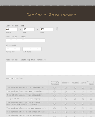 Seminar Assessment Form Template | Jotform