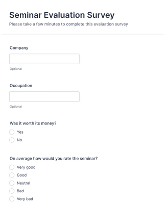 Seminar Evaluation Survey Form Template | Jotform