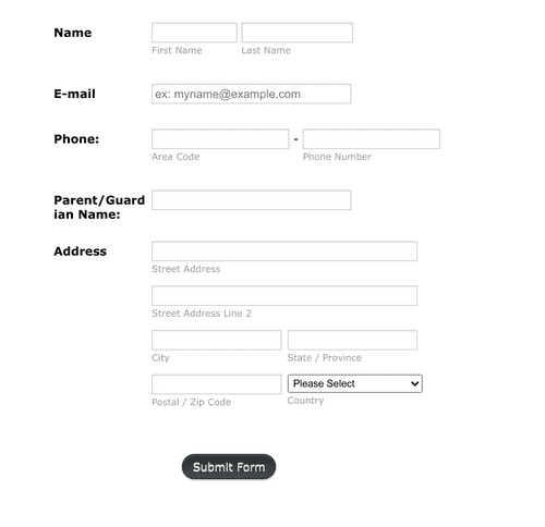 Senior All Night Party Registration Form Template | Jotform