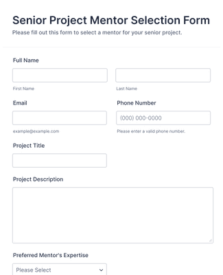 Senior Project Mentor Selection Form Template | Jotform