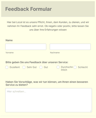 Service Qualität Feedback Formular Formularvorlage | Jotform