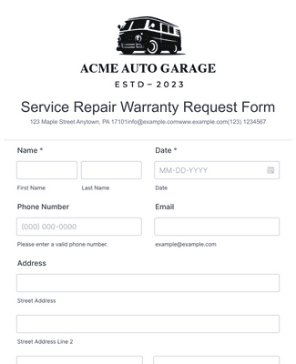 Service Repair Warranty Request Form Template | Jotform