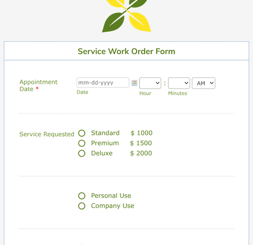 Service Work Order Form Template | Jotform