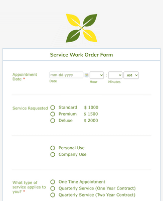 Service Work Order Form Template | Jotform