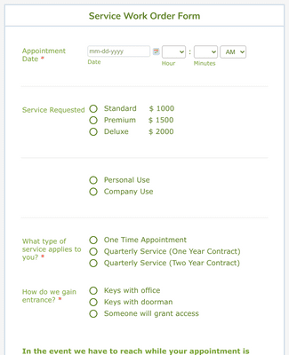 Service Work Order Form Template | Jotform