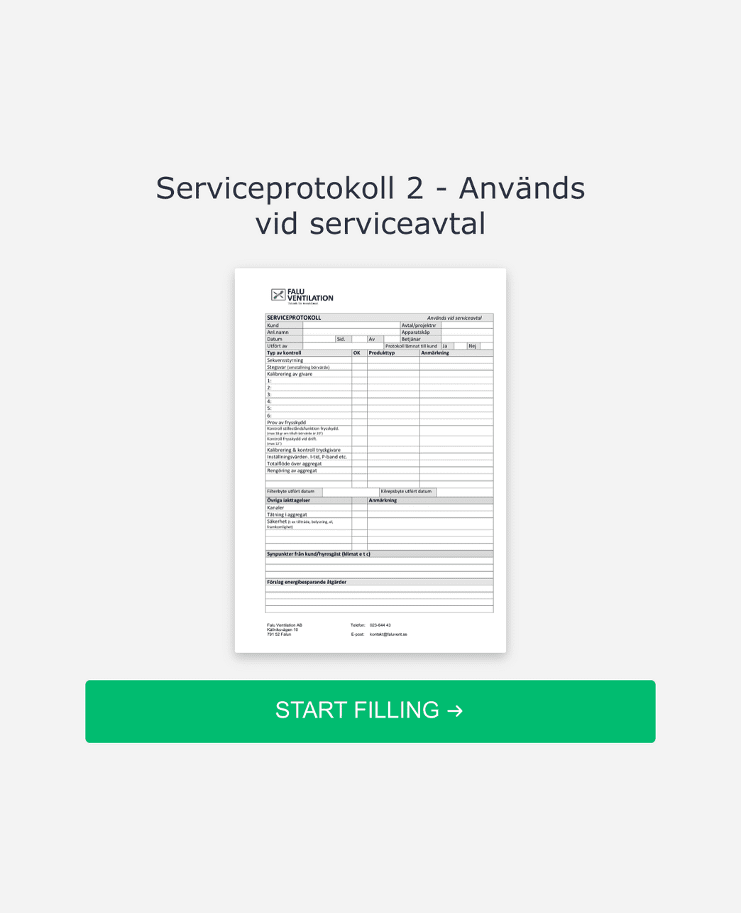 Serviceprotokoll 2 - Används vid serviceavtal Form Template | Jotform