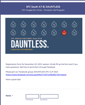 SFC South A7-B: DAUNTLESS Session sample Form Template | Jotform