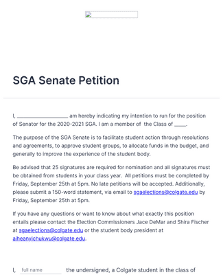 SGA Senate Petition Template Round 2 Form Template | Jotform