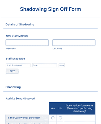 Shadowing Sign Off Form Template | Jotform