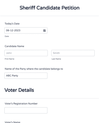 Sheriff Candidate Petition Form Template | Jotform
