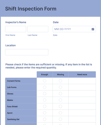 Shift Inspection Form Template | Jotform