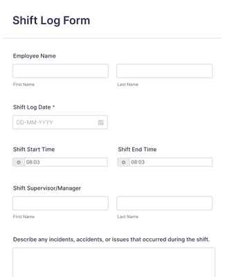 Shift Log Form Template | Jotform