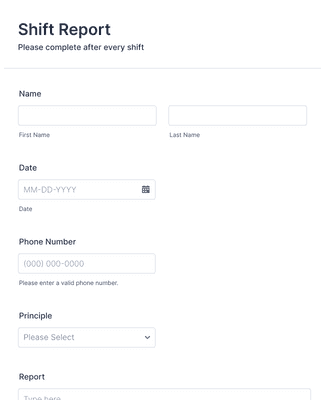 Shift Report Form Template | Jotform