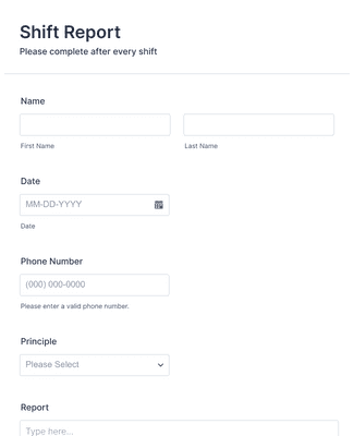 Shift Report Form Template | JotForm
