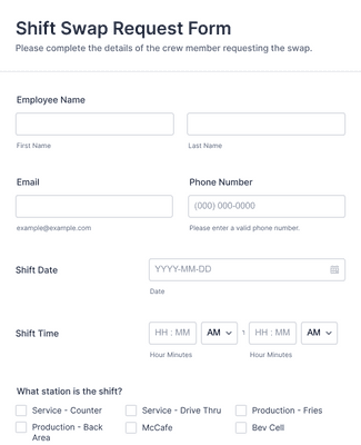 Shift Swap Request Form Template | Jotform
