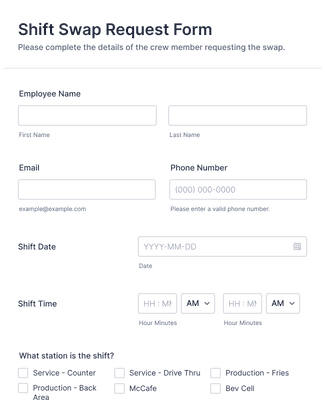 Shift Swap Request Form Template | Jotform