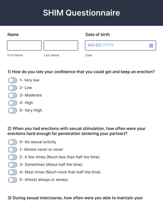 Sexual Health Inventory for Men (SHIM) Questionnaire Form Template ...