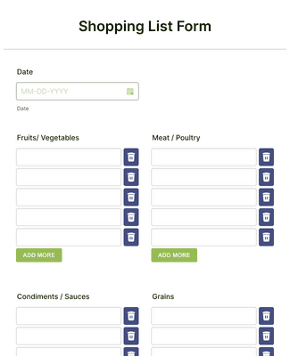 Shopping List Form Template | Jotform