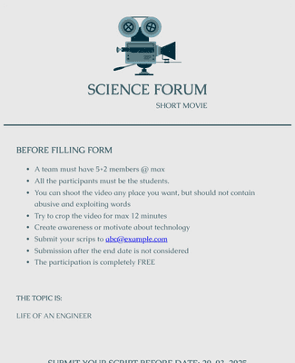 Short Movie Contest Application Form Template | Jotform