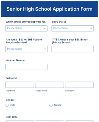 Senior High School Application Form Template | Jotform