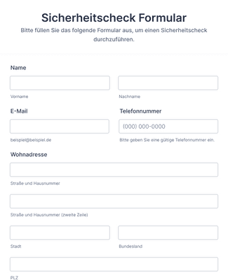 Sicherheitscheck Formular Formularvorlage | Jotform