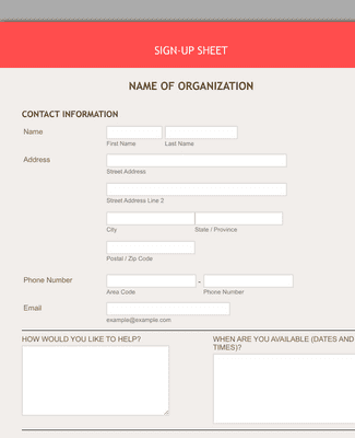 Sign Up Sheet Form Template | Jotform