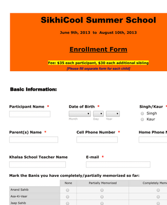 Summer School Form Template | Jotform