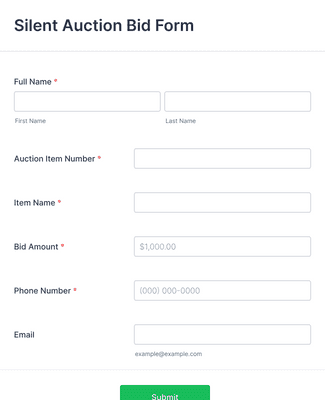 Silent Auction Bidder Registration Form