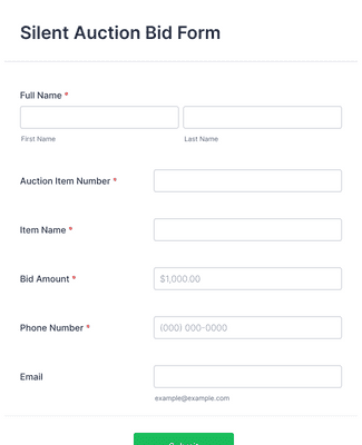 Auction Bid Form Template | Jotform