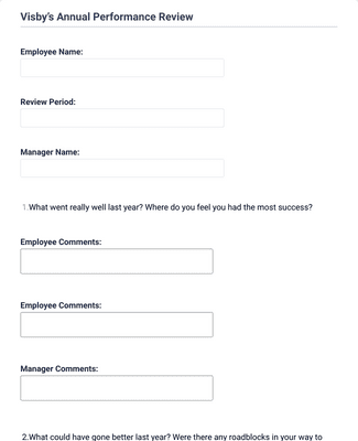 Simple Annual Performance Review Form Template | Jotform