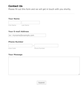 Simple Contact Form Service Form Template | Jotform
