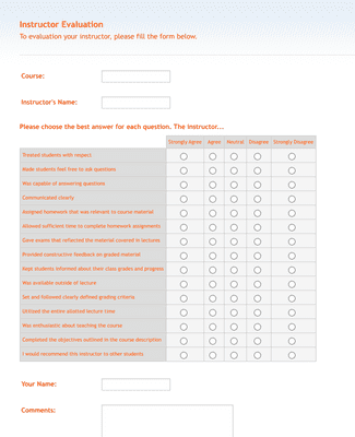 Simple Instructor Evaluation Form Template | Jotform