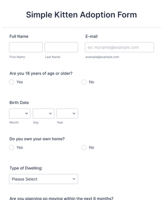 Simple Kitten Adoption Form Template | Jotform