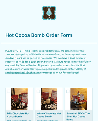 Simply Sweet Hot Cocoa Bomb Order Form Template | Jotform
