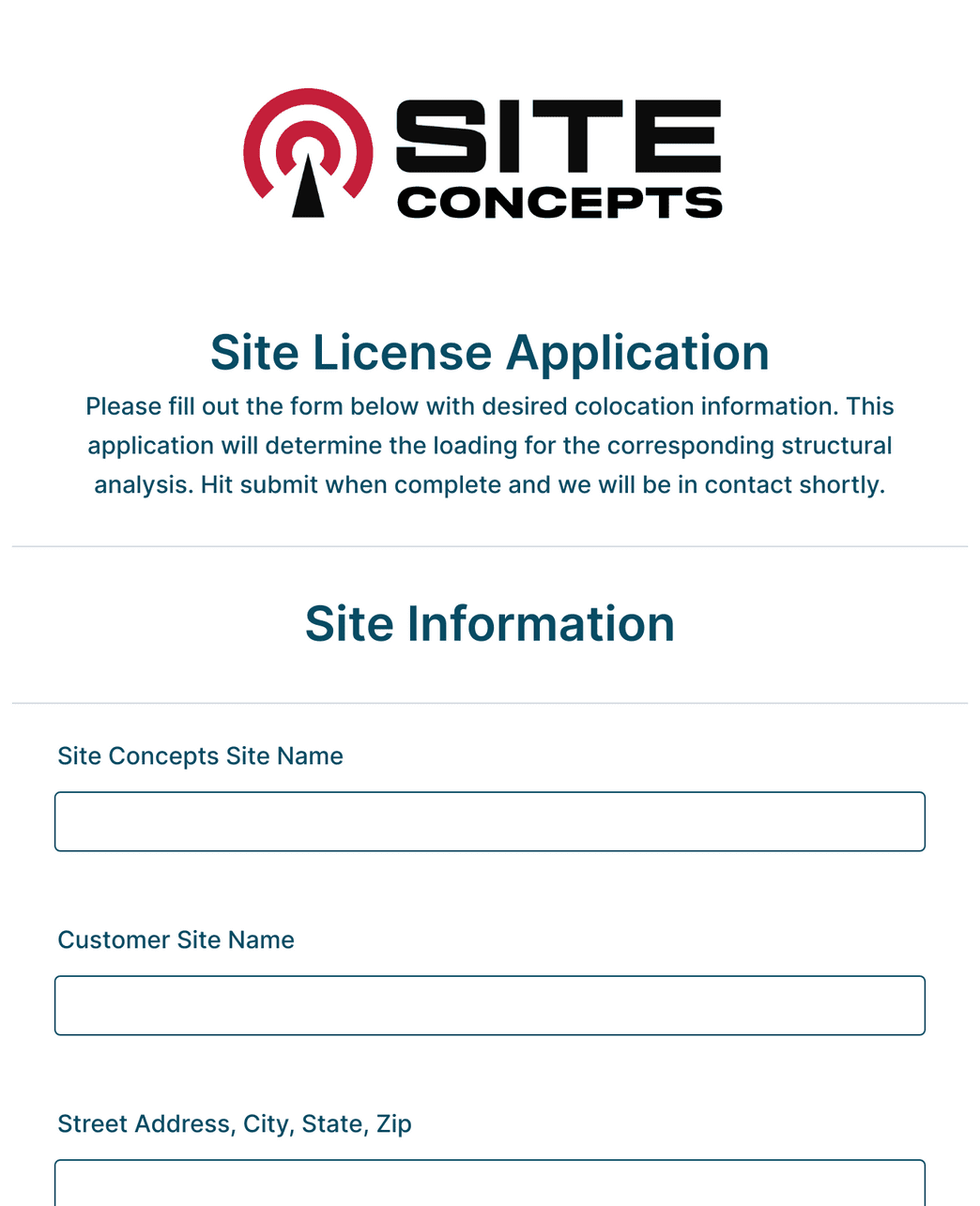 Site License Application Form Template | Jotform