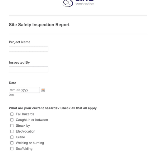 Site Safety Inspection Report Form Template | Jotform
