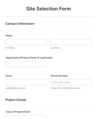 Site Selection Form Template | Jotform