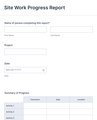 Site Work Progress Report Form Template | Jotform