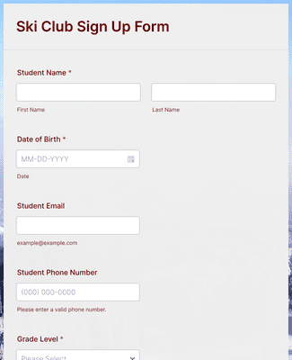 Ski Club Sign Up Form Template | Jotform